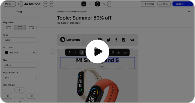 Unique branded email templates — Letteros